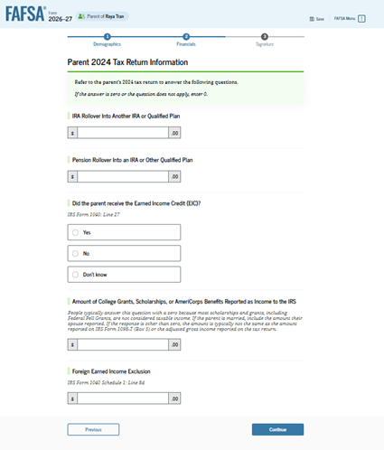 How to Answer FAFSA Parent Income & Tax Information Questions - Parent ...